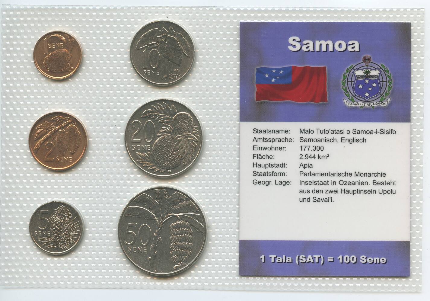 Samoa 1 Sene - 50 Sene 1996-2000 GN693h - Tanumafili II. Kursmünzensatz ...