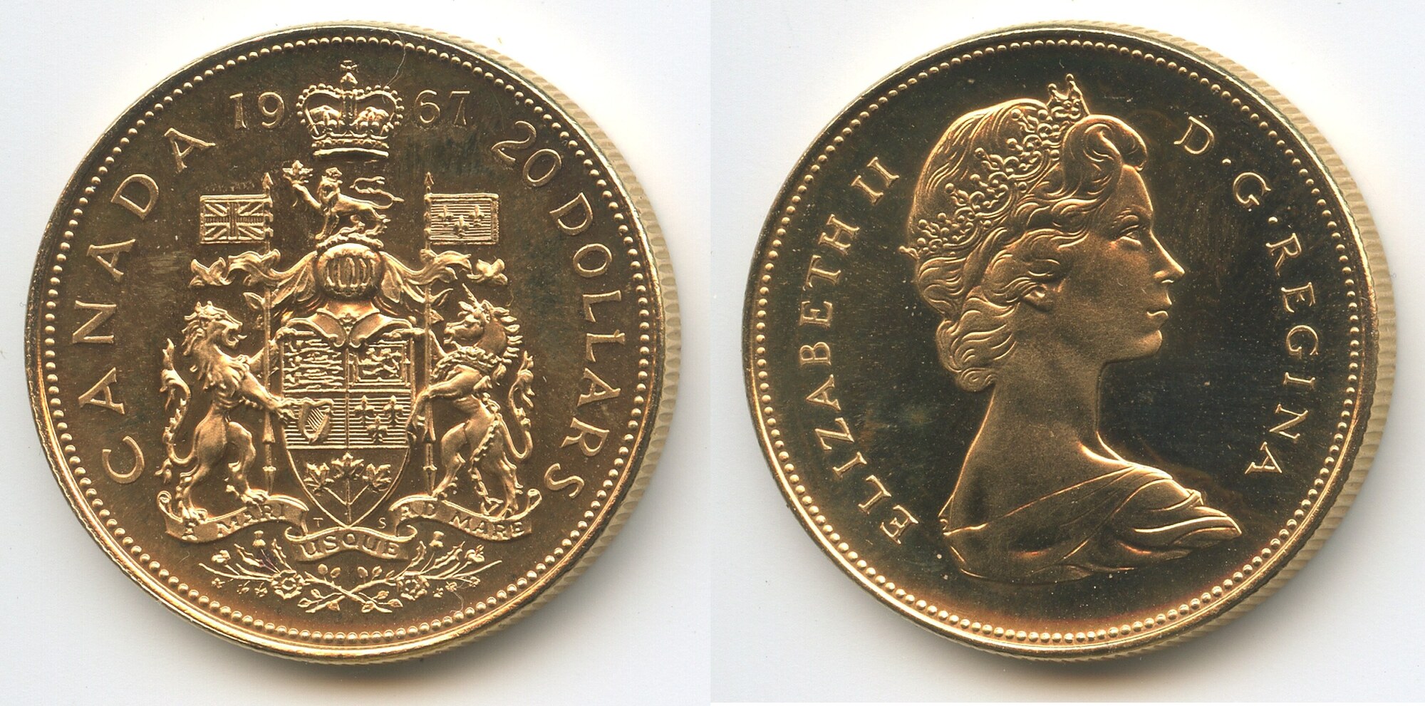 Kanada 20 Dollars Gold 1967 M#5540 - Elisabeth II. 100 Jahre Verfassung ...