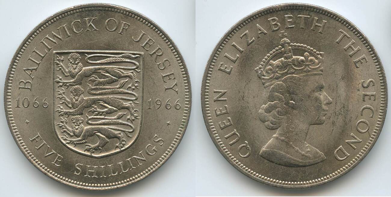 Bailiwick of Jersey 5 Shillings (Five Shilling) 1966 GS514 - Norman ...