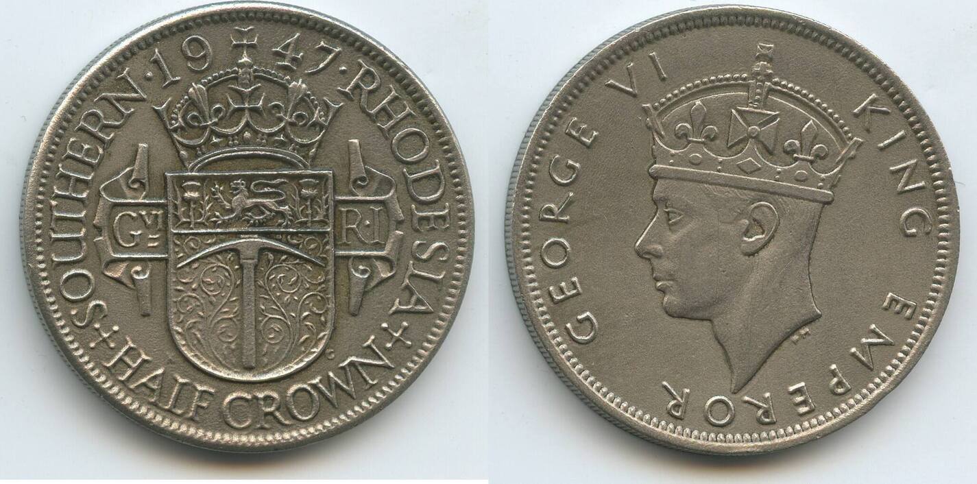 Südrhodesien Simbabwe Zimbabwe Half Crown (½ Crown) 1947 G13246 - King ...