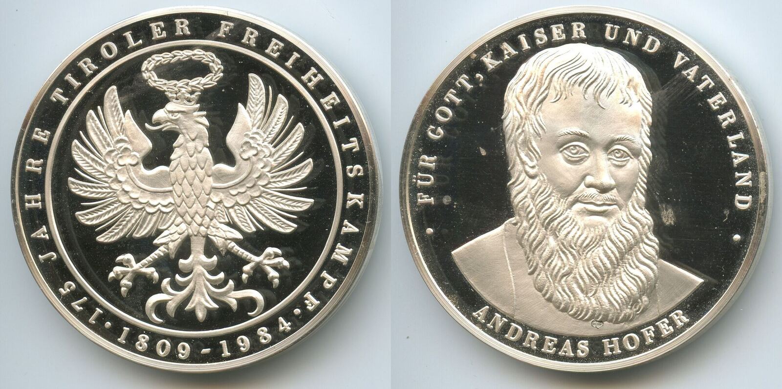 Österreich Tirol Silbermedaille 1984 PA641 - Andreas Hofer - 175 Jahre ...