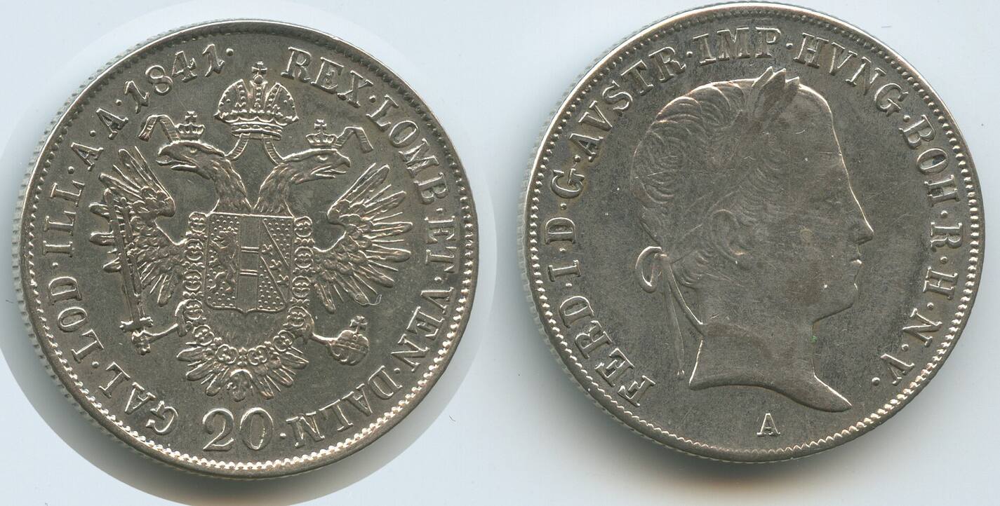 Österreich Kaiserreich 20 Kreuzer Silber 1841 A Wien H0552 - Ferdinand I. 1835-1848 Austria EF ...