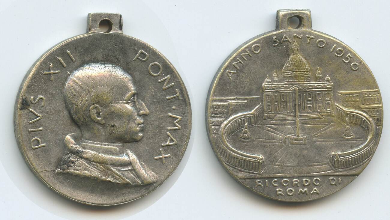 Vatikan Italien-Kirchenstaat Religiöse Medaille versilbert 1950 M#7020 - Papst Pius XII. 1939 ...