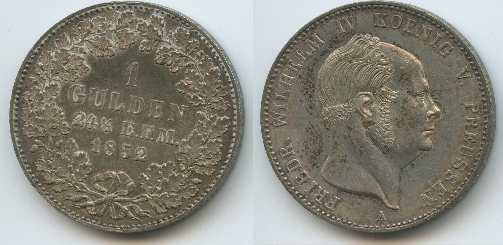 Hohenzollern-Sigmaringen 1 Gulden 24½ E.F.M. Silber 1852 S0540 ...
