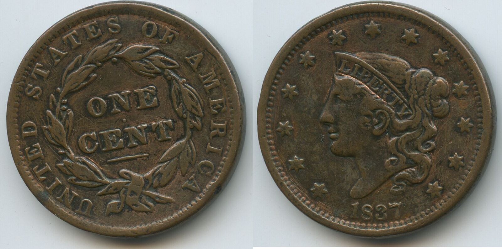 Vereinigten Staaten von Amerika USA One Coronet Head Cent 1837 G16100 ...