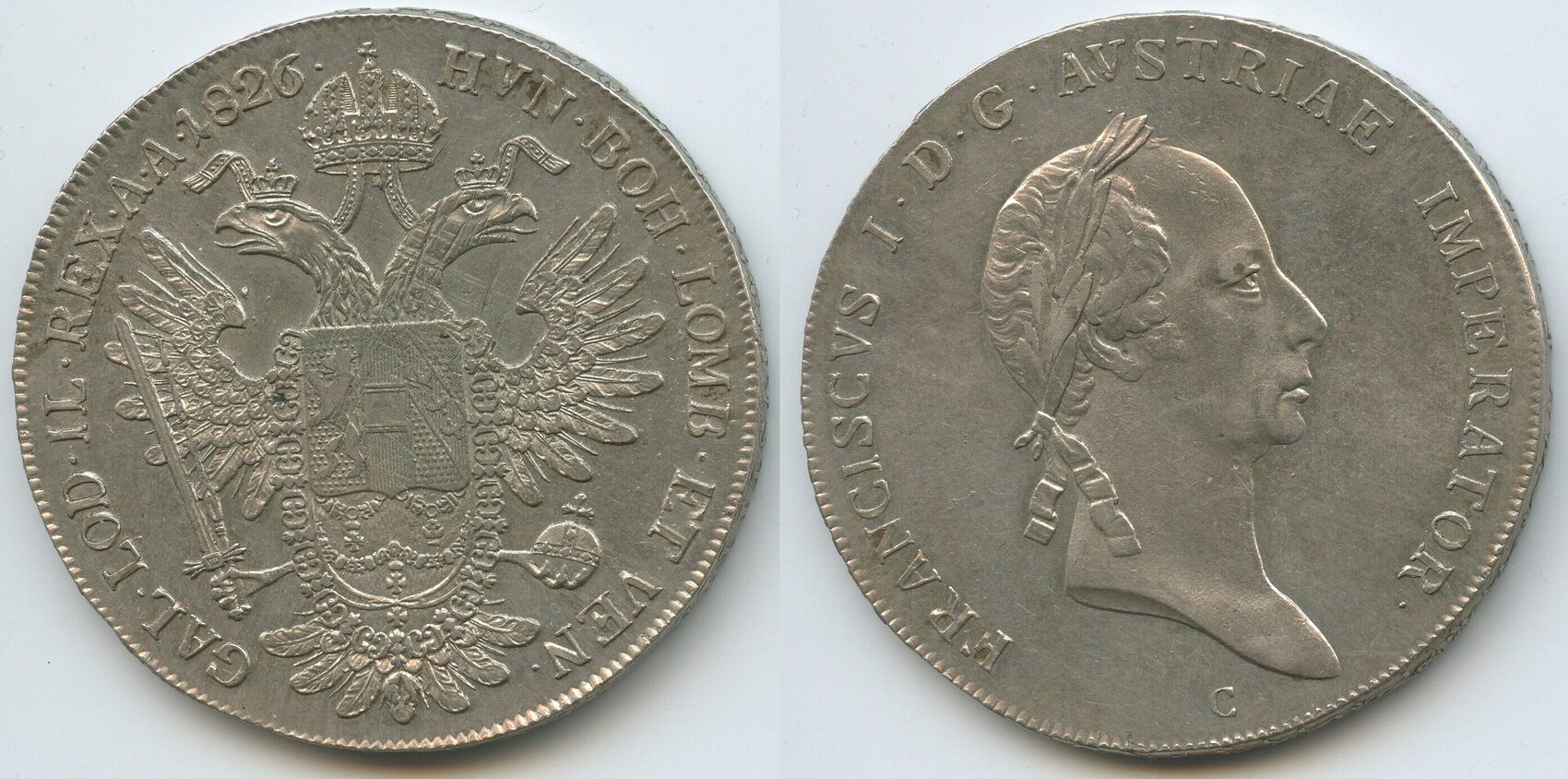 Österreich Kaiserreich Austria Böhmen 1 Taler Silber 1826 C Prag M#8273 ...