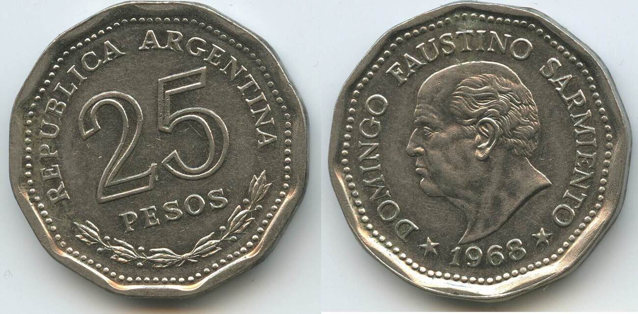 Argentinien 25 Pesos 1968 G2502 - 80th Anniversary of the Death of D ...