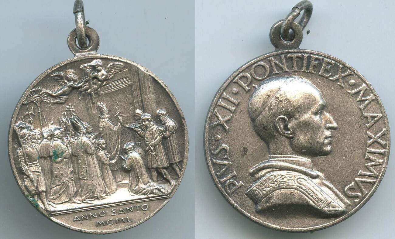 Vatikan Italien-Kirchenstaat Religiöse Medaille versilbert 1950 M3943 - Papst Pius XII. 1939 ...