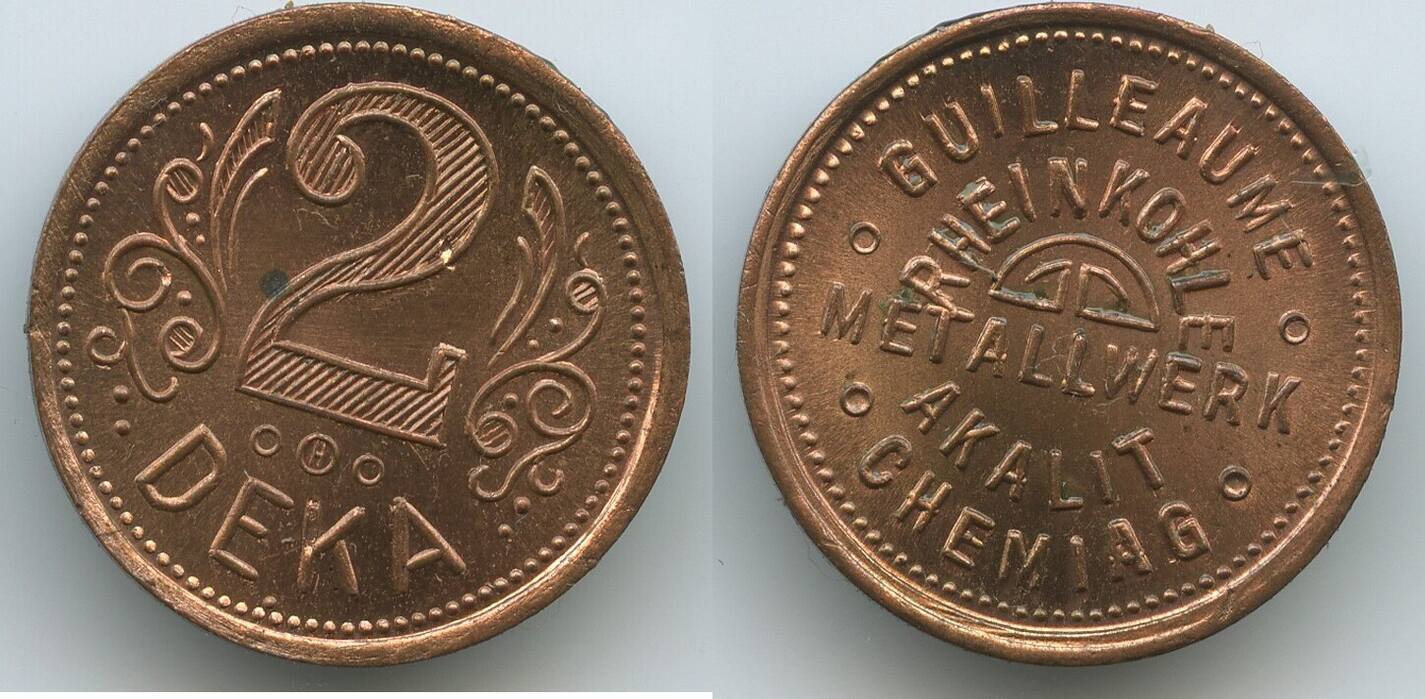 Deutsches Reich Kaiserreich Bonn Wertmarke 2 Deka Jeton Token nd ...