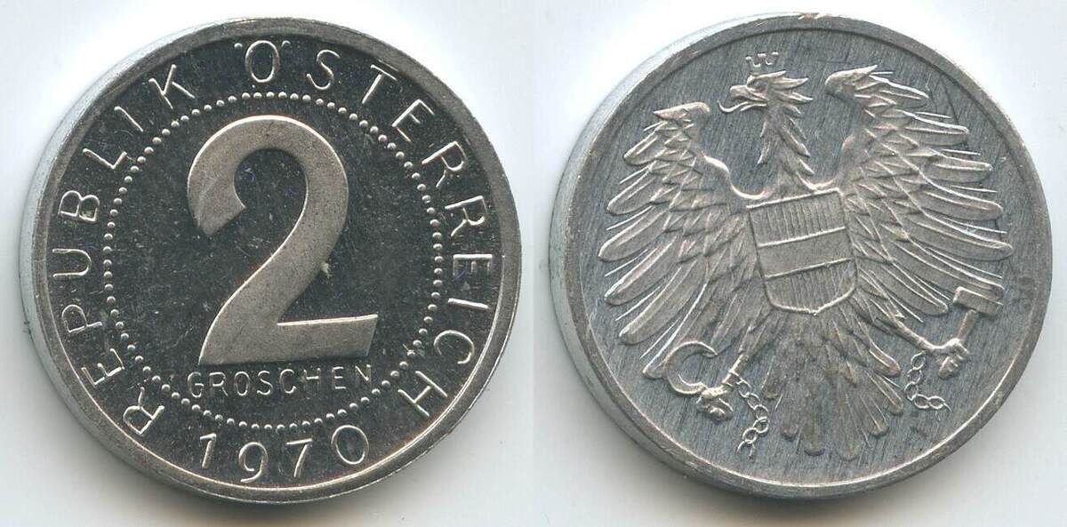 Österreich 2 Groschen 1970 G6780 - 2. Republik 1945-2001 Austria Proof ...