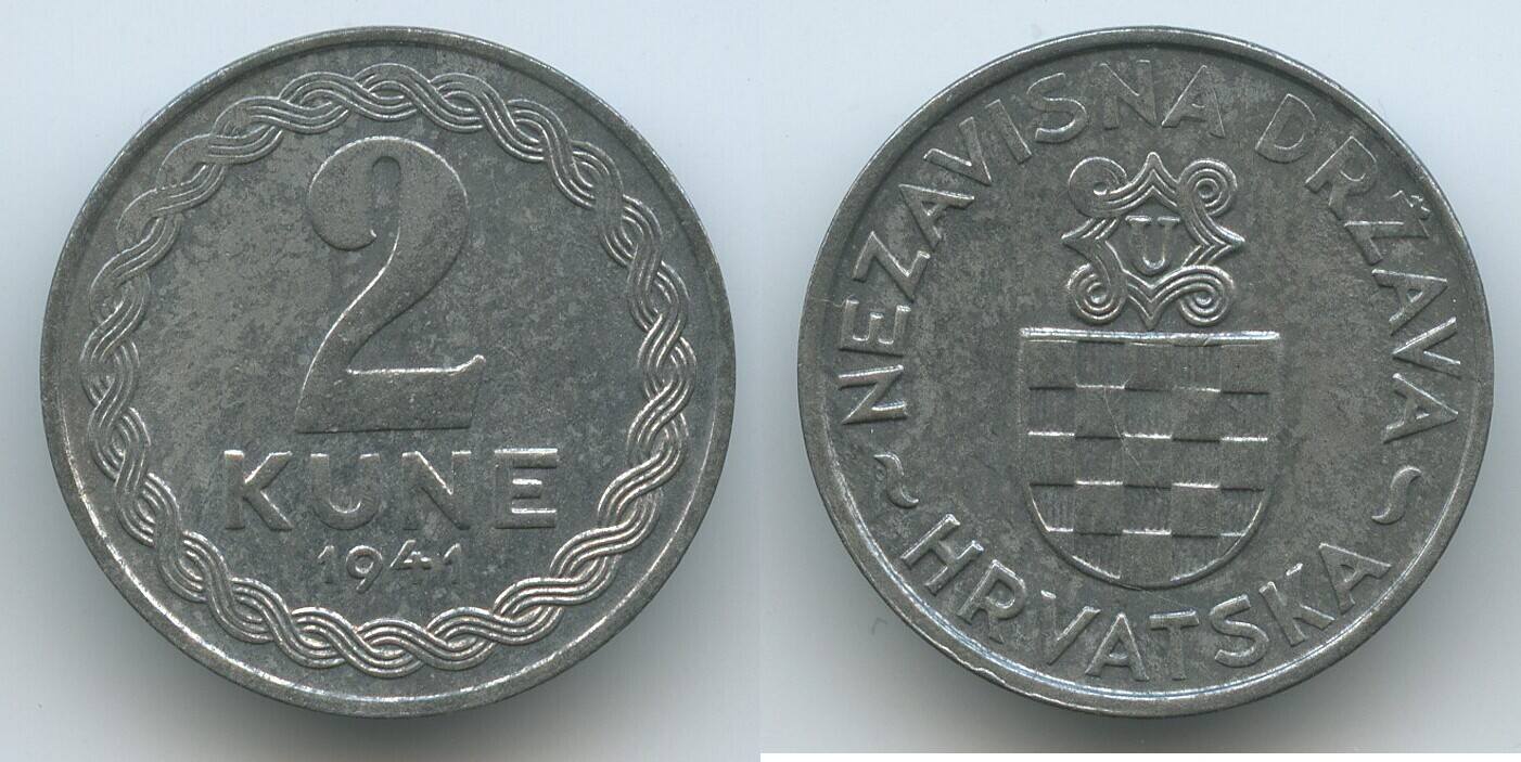 Kroatien 2 Kune 1941 G3938 - Nezavisna Država Hrvatska Croatia EF | MA ...