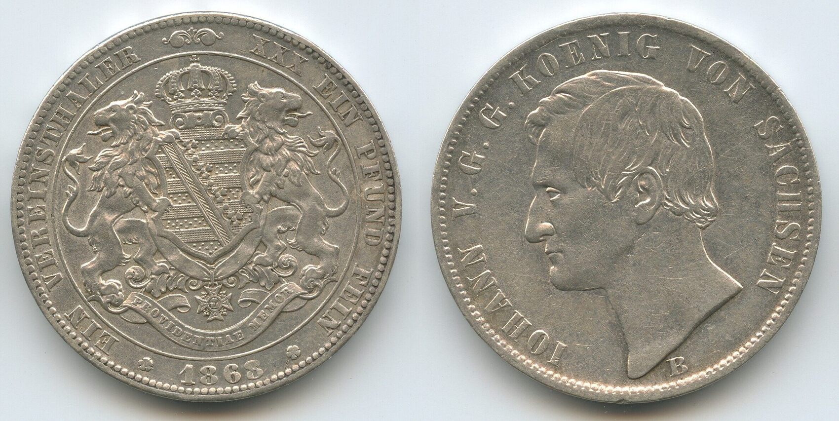 Königreich Sachsen Dresden 1 Vereinstaler Silber 1868 B S0239 - Johann ...