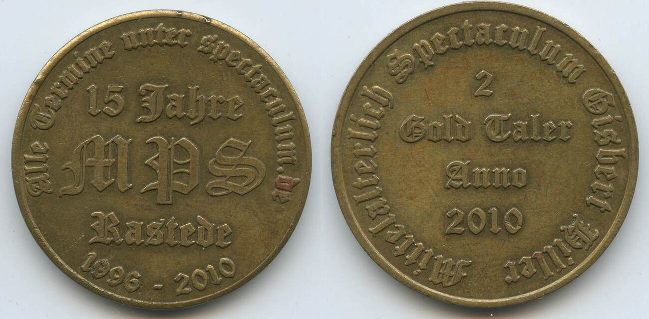 Deutschland Wertmarke 2 Gold Taler 2010 GX1134 - 15 Jahre MPS Rastede ...