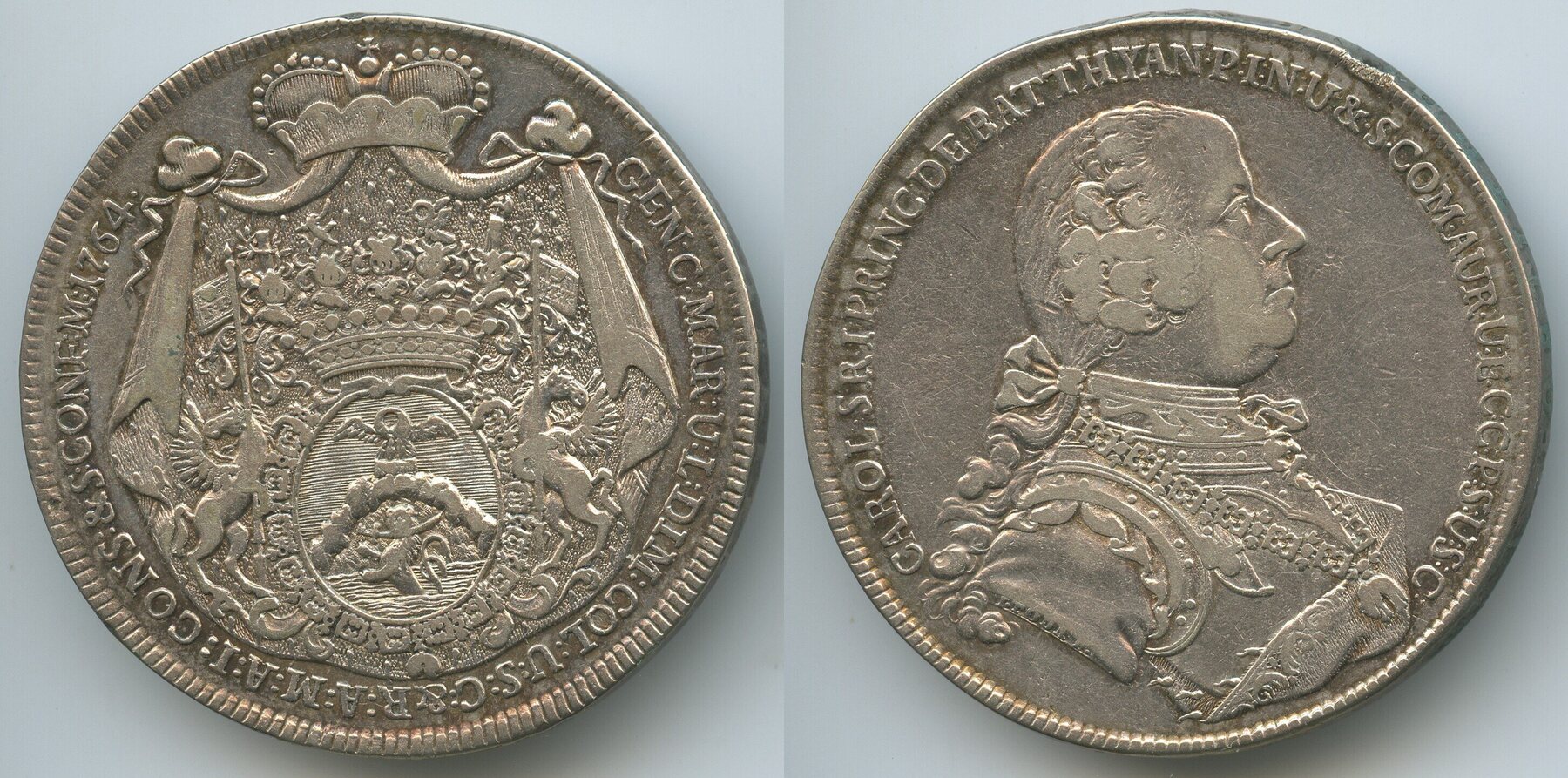 Ungarn Neufürsten-Batthyani 1 Taler Silber 1764 M#1035 - Karl Joseph ...