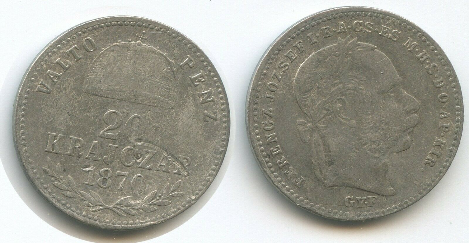 Ungarn Kaiserreich 20 Krajczar 1870 GYF Karlsburg Weißen G14762 - Franz Joseph I. 1848-1916 Alba ...