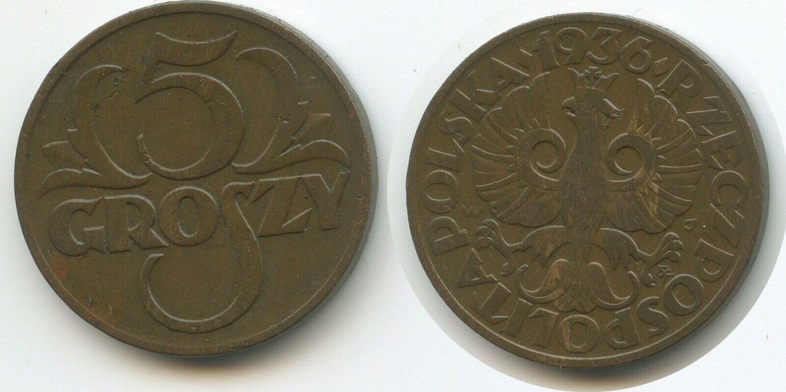 5 Groszy G3872 - Poland 1936 Y#10a Polskich Polen | MA-Shops