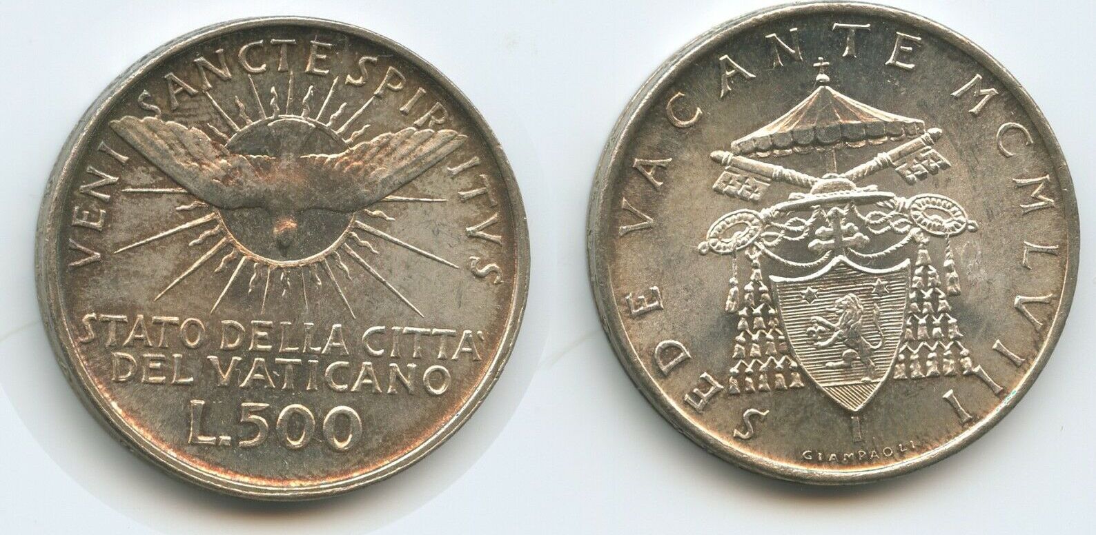 Vatikan Italien-Kirchenstaat 500 Lire Silber 1958 MCMLVIII G1498 - Sede Vacante Vaticano Vatican ...