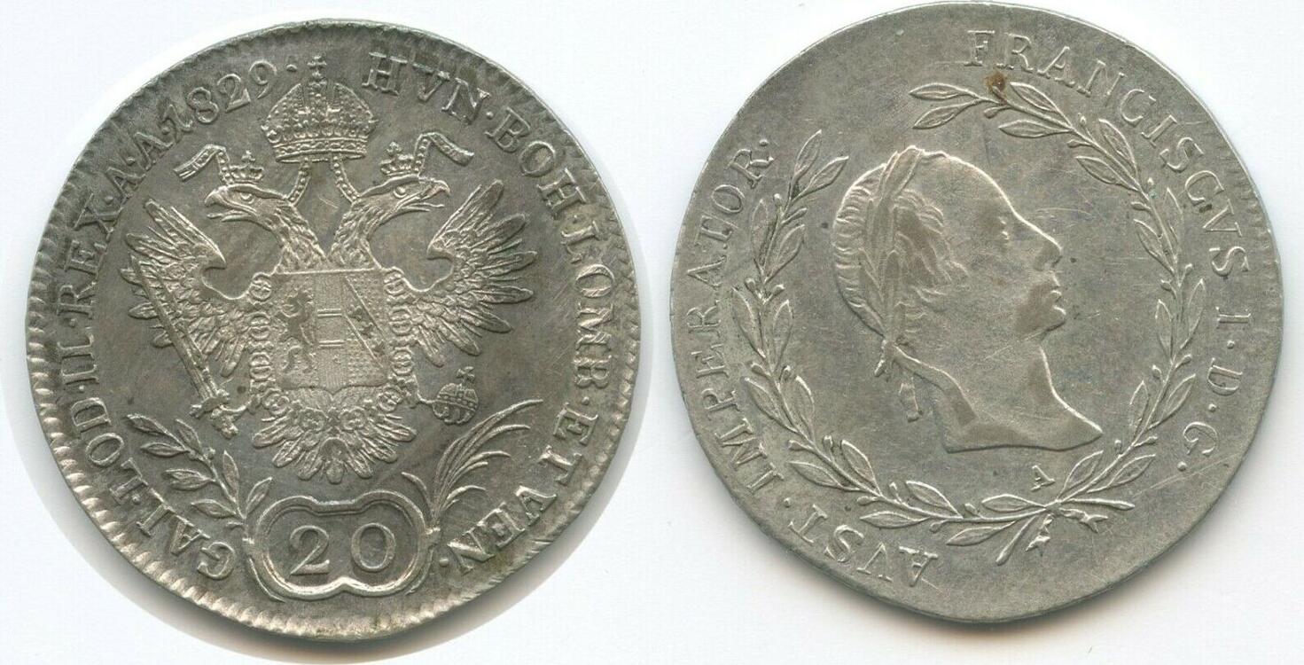 Österreich Kaiserreich 20 Kreuzer 1829 A Wien H0136 - Franz II. 1792-1835 Austria Vienna Fast ...