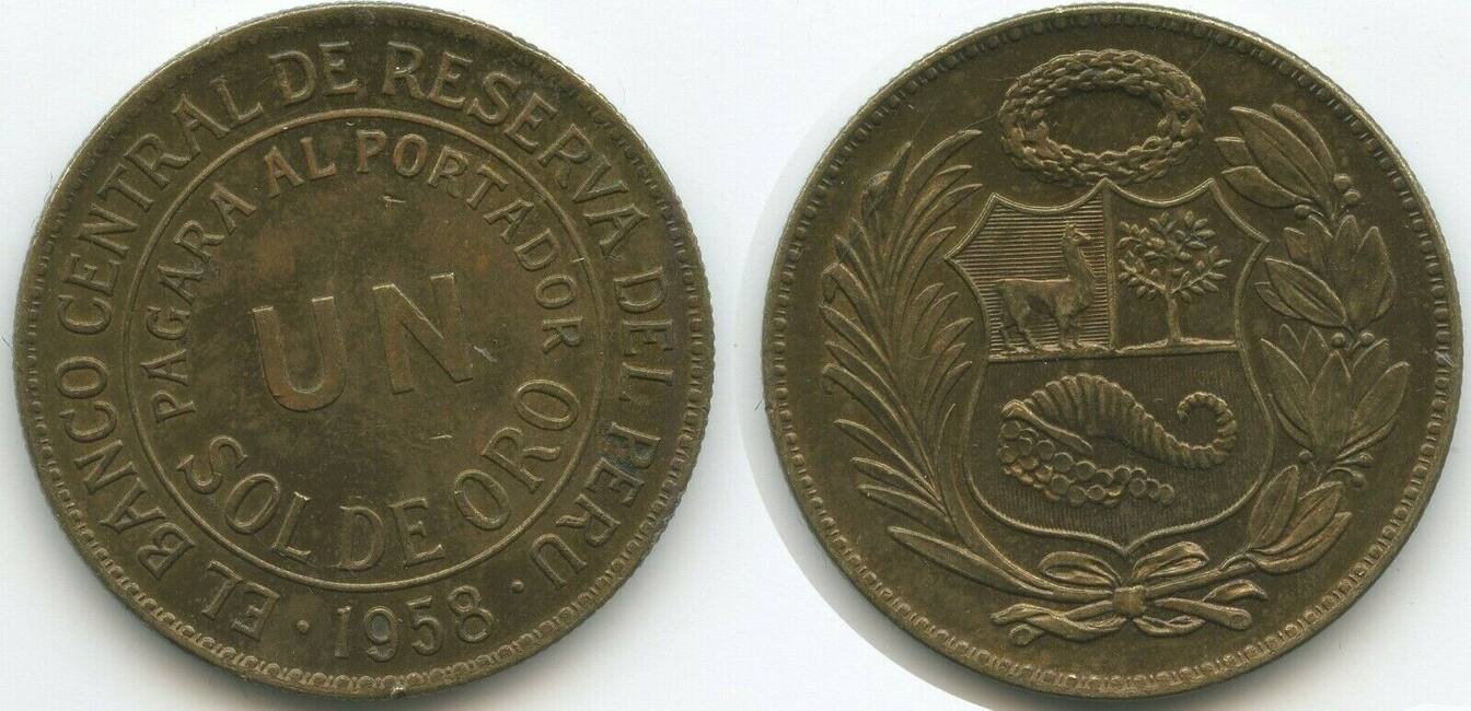 Un Sol de Oro 1958 G2675 - The Central Reserve Bank of Peru EF | MA-Shops