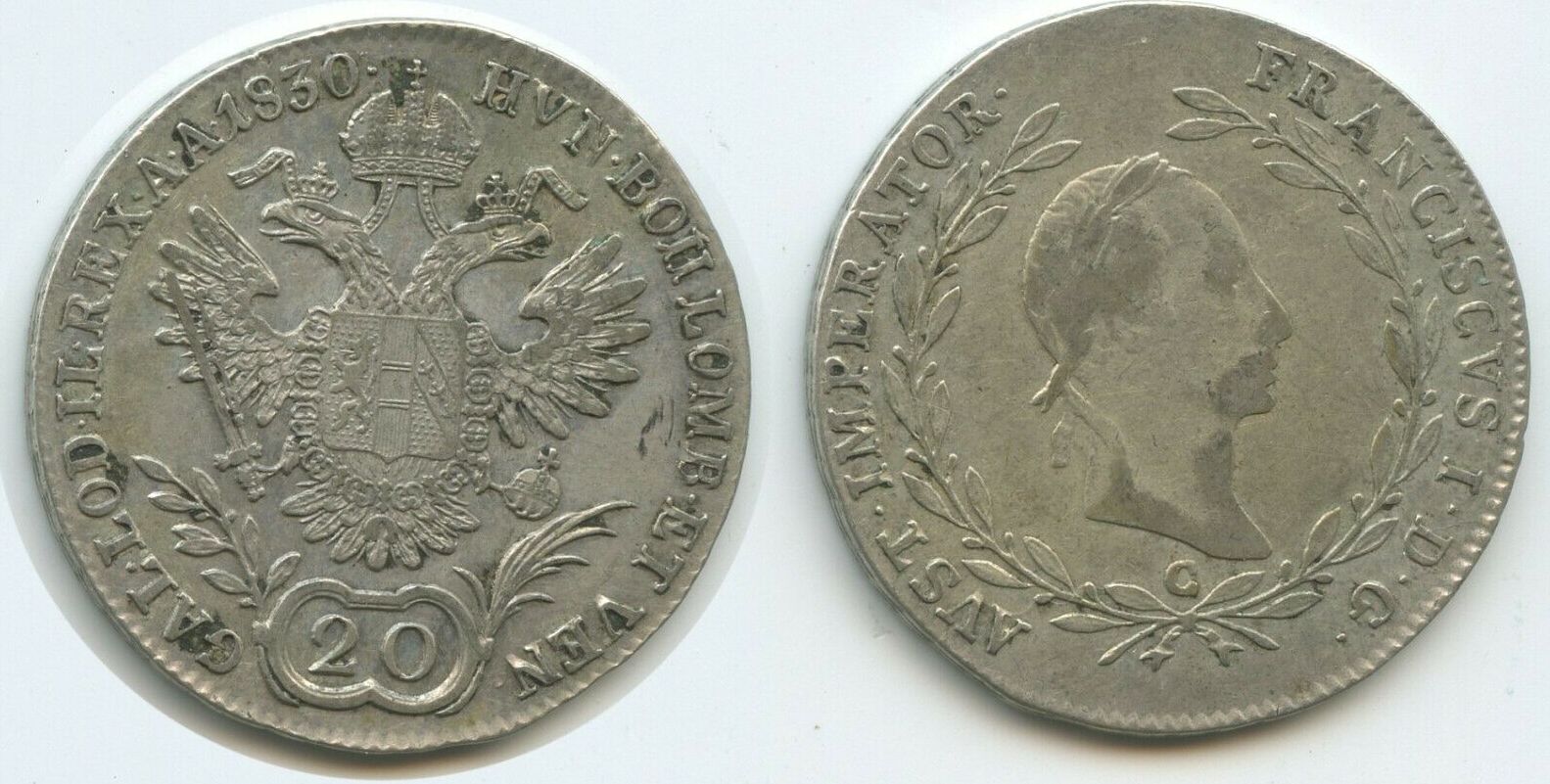 RDR Österreich Böhmen 20 Kreuzer 1830 C Prag H0693 - Franz II. 1792-1835 Austria VF | MA-Shops