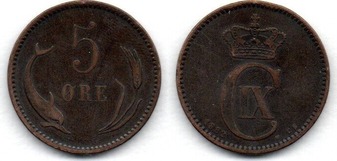 Danemark - Denmark 5 Ore 1882 F | MA-Shops