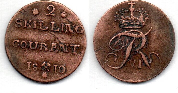 Norvège - Norway 2 Skilling Courant 1810 F+ | MA-Shops