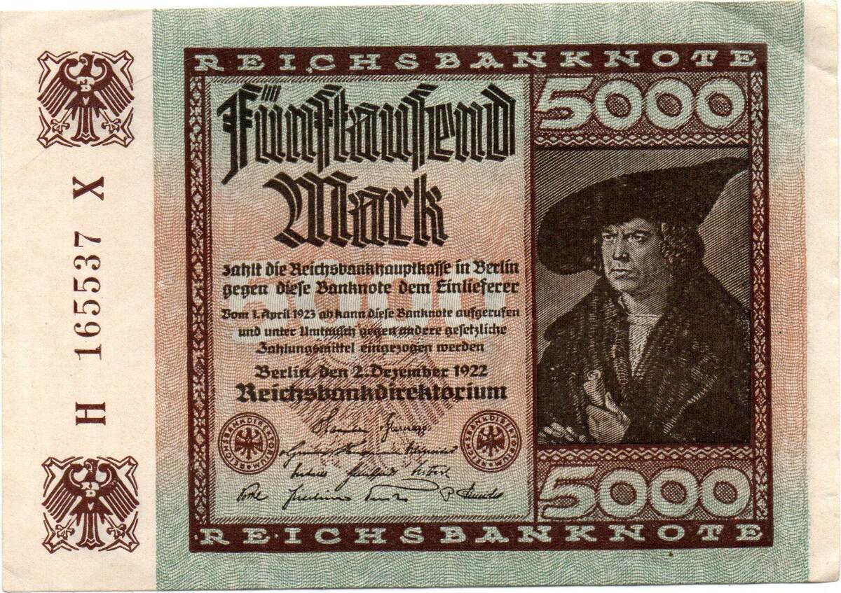 Allemagne - Deutschland - Germany 5000 Mark 2/12/1922 EF | MA-Shops