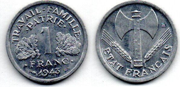 France - Frankreich 1 Franc 1943 AU | MA-Shops