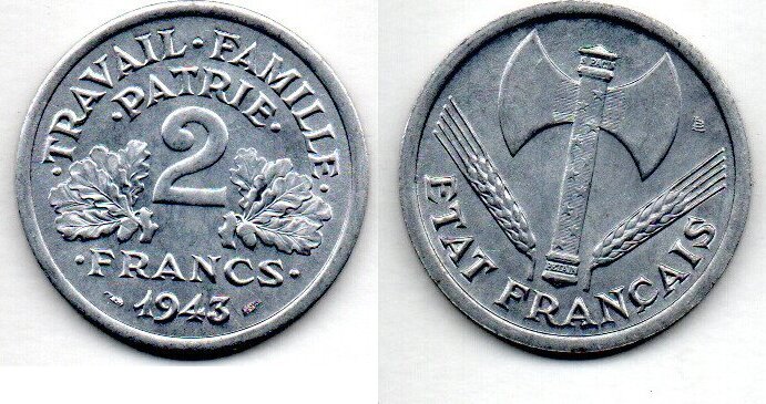 France - Frankreich 2 Francs 1943 AU | MA-Shops