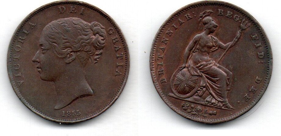 Grande Bretagne Great Britain Penny 1855 Victoria F+ | MA-Shops