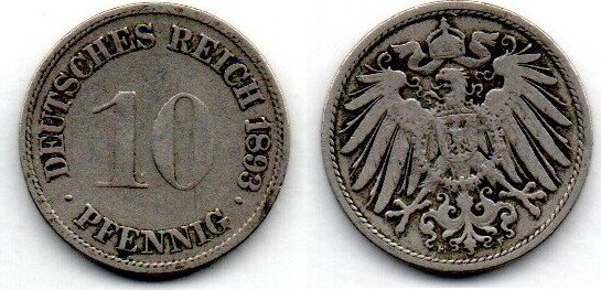 Allemagne - Deutschland - Germany 10 Pfennig 1893 F F | MA-Shops