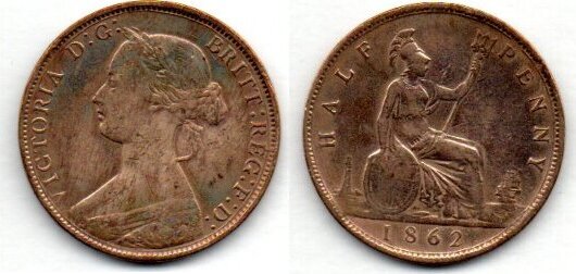 Grande Bretagne 1/2 Penny 1862 F | MA-Shops