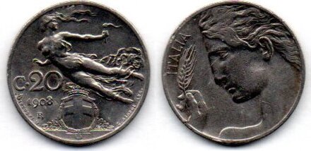 Italie - Italien - Italy 20 Centesimi 1908 R F+ | MA-Shops