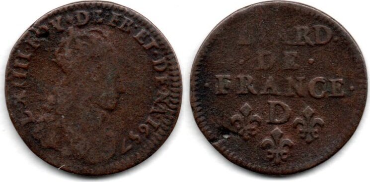 France - Frankreich Liard de France 1657 D Louis XIV B + | MA-Shops