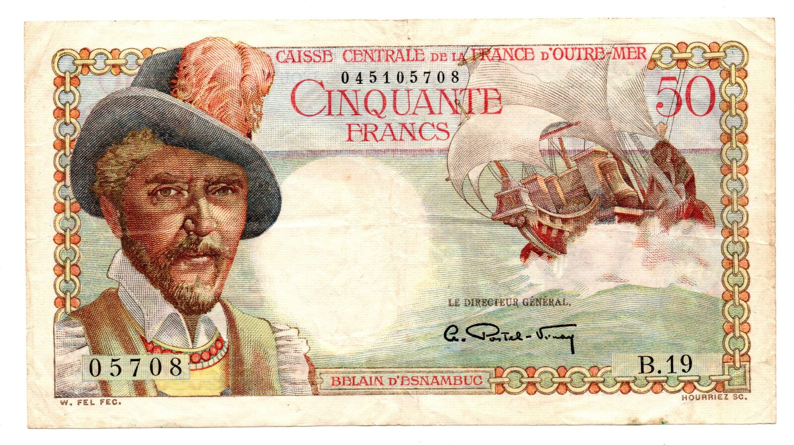 A.E.F 50 Francs Belain d'Esnambuc VF | MA-Shops