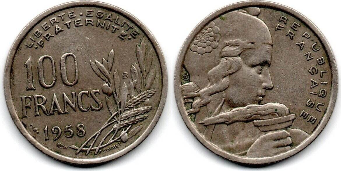 France - Frankreich 100 Francs 1958 B F+ | MA-Shops
