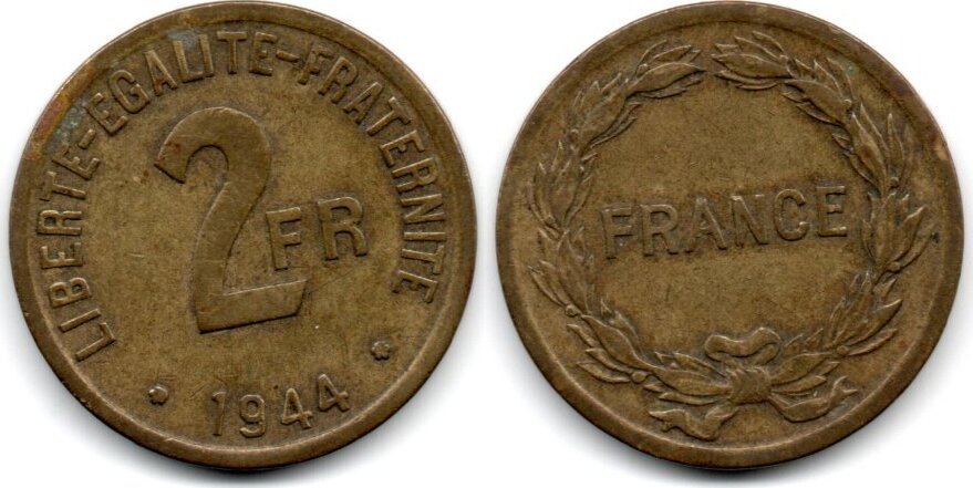 France - Frankreich 2 Francs 1944 F+ | MA-Shops
