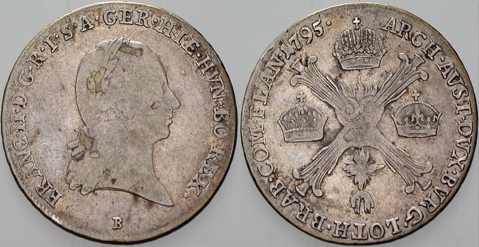 Haus Habsburg 1/4 Kronentaler 1795 B - Kremnitz Franz II.(I.) 1792-1835. VF | MA-Shops