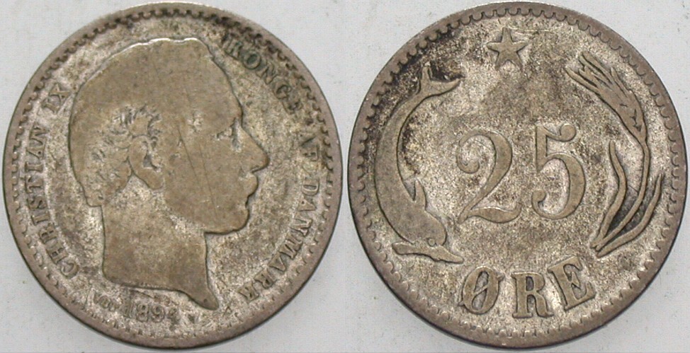 Dänemark 25 Ore 1894 Christian IX. 1863-1906. Schön | MA-Shops