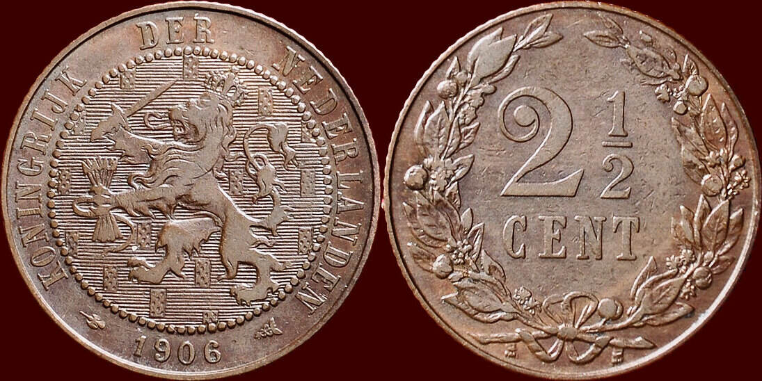 Koninkrijk Der Nederlanden 2 Cent 1906 NEDERLAND NETHERLANDS koninkrijk-der-nederlanden-2-cent-1906-nederland-netherlands