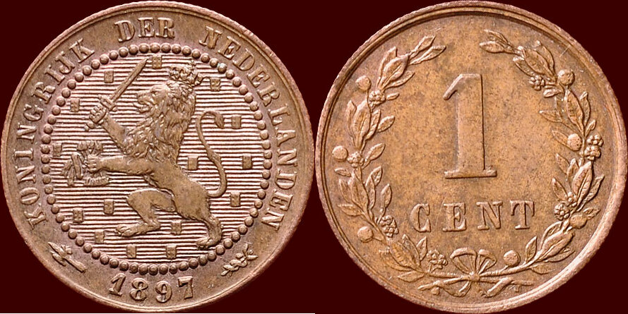 Koninkrijk Der Nederlanden 1 Cent 1897 NEDERLAND NETHERLANDS KINGDOM koninkrijk-der-nederlanden-1-cent-1897-nederland-netherlands-kingdom