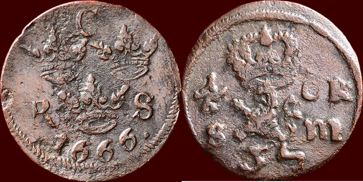 1/6 Öre 1666 S SWEDEN, KINGDOM - CARL XI, 1660-1697 - M. (Silver Mynt ...