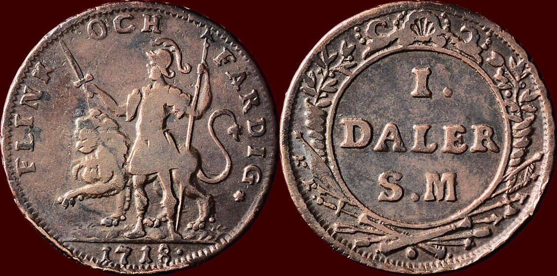 1 Daler 1718 S SWEDEN - EMERGENCY MONEY (GOERTZ DALERS) - CARL XII ...