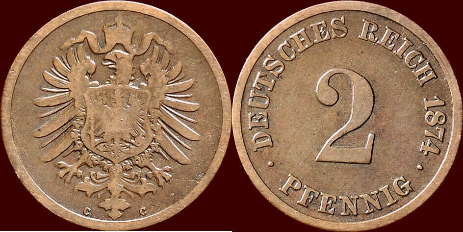 2 Pfennig GERMANY - DEUTSCHES REICH - WILHELM I, 1871-1888 - 1874 C ...