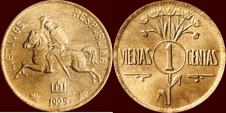 1 Centas 1925 BALTIC STATES - LITHUANIA ( LITOUWEN ) - FIRST REPUBLIC ...