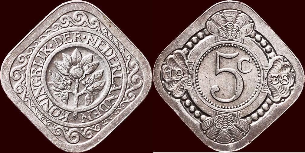 Koninkrijk der Nederlanden 5 Cents 1938 NEDERLAND (NETHERLANDS, KINGDOM ...