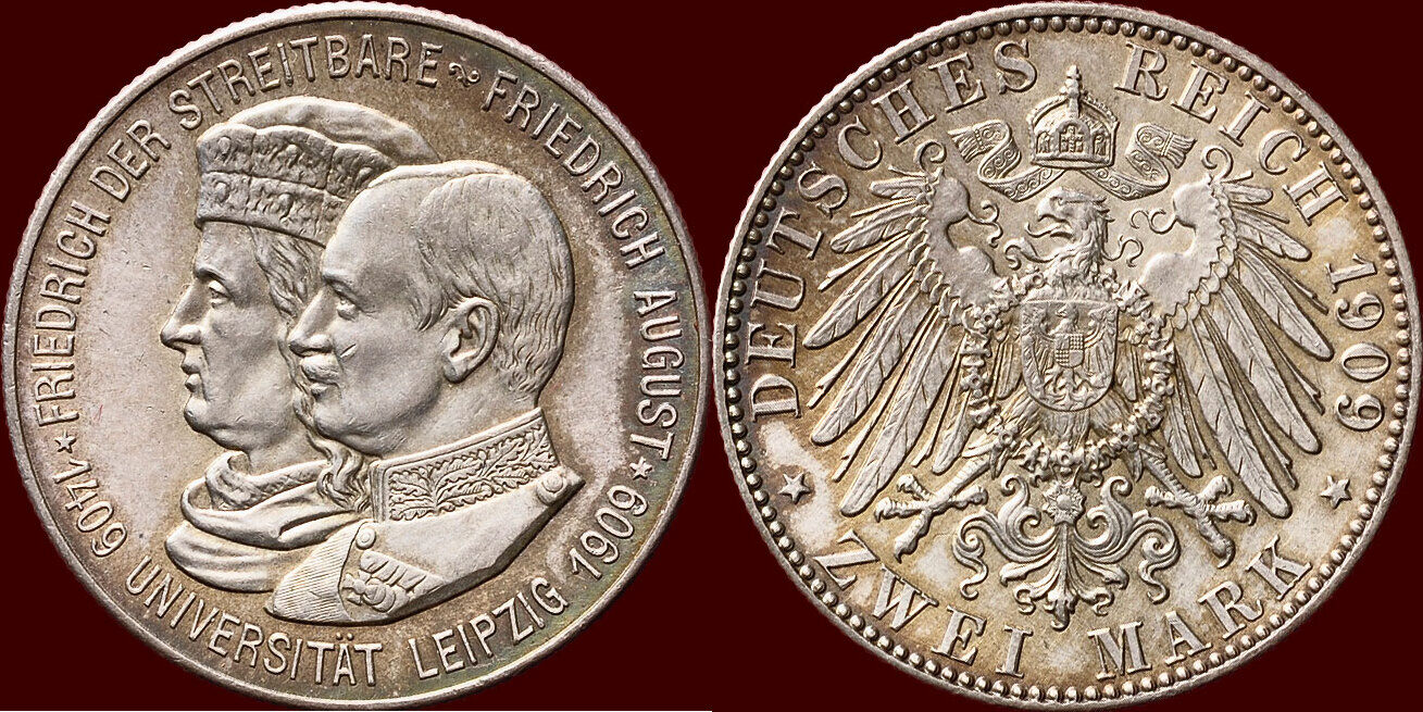 2 Mark GERMANY - SACHSEN, KÖNIGREICH - FRIEDRICH AUGUST III, 1904-1918 ...
