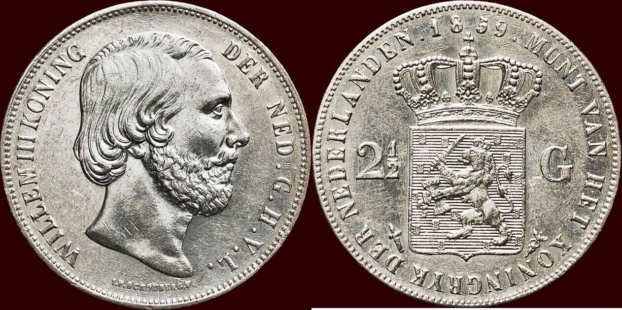 Koninkrijk der Nederlanden 1859 NEDERLAND (NETHERLANDS, KINGDOM) - WILLEM III, 1849-1890 - 2 ½ ...