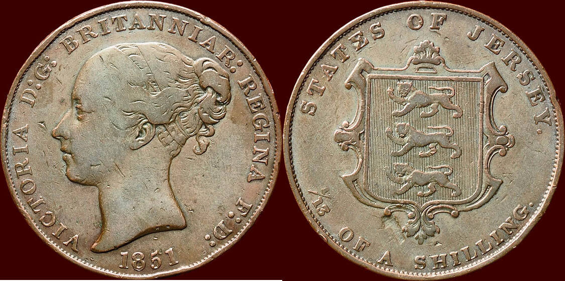 1/13 Shilling 1851 ISLE OF JERSEY - VICTORIA, 1837-1901 - f / vf | MA-Shops