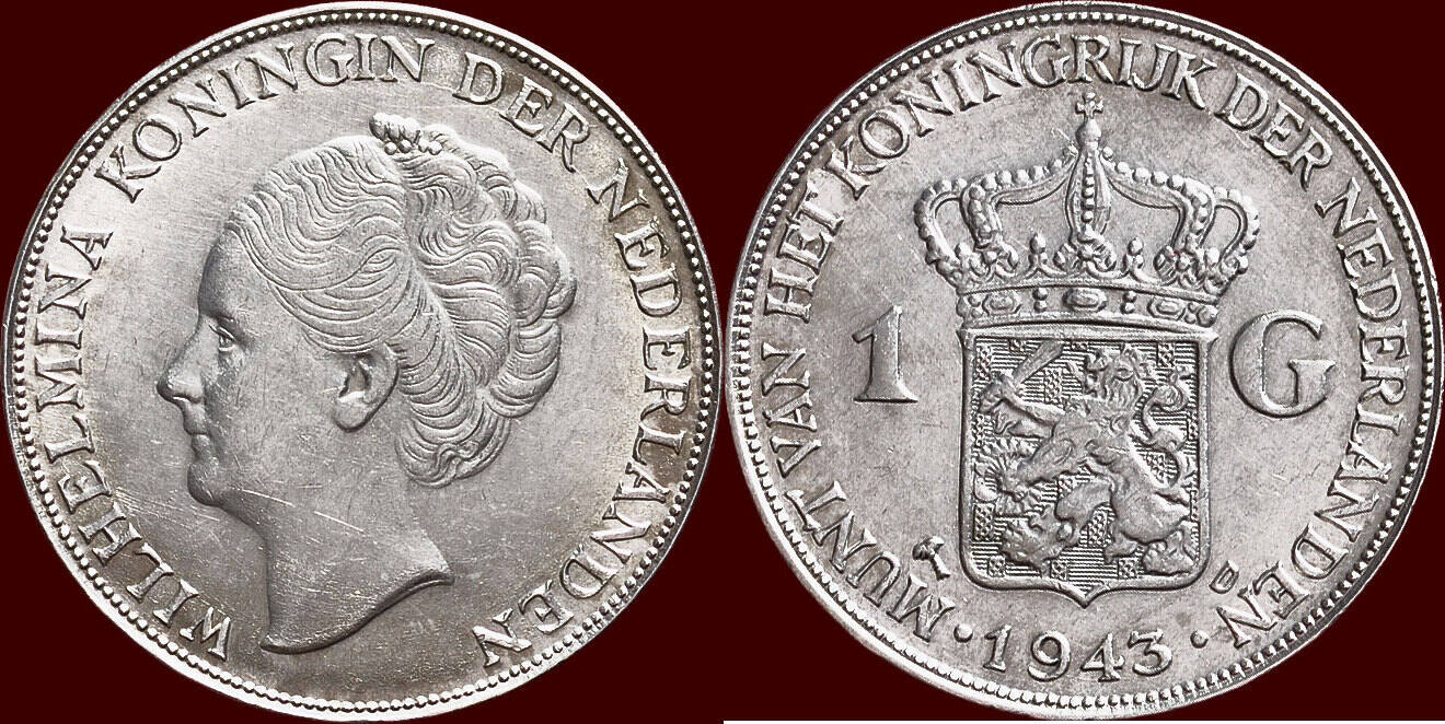 Koninkrijk der Nederlanden 1 Gulden NEDERLAND (NETHERLANDS, KINGDOM) - WILHELMINA, 1890-1948 ...